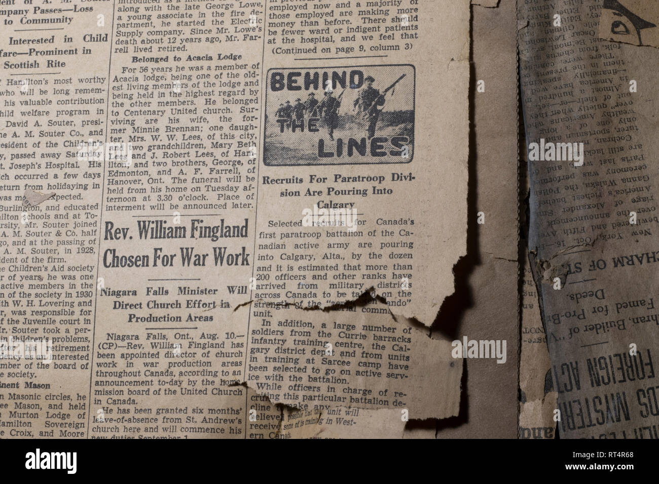 World War II Front Line newspaper article about paratroop battalion ...