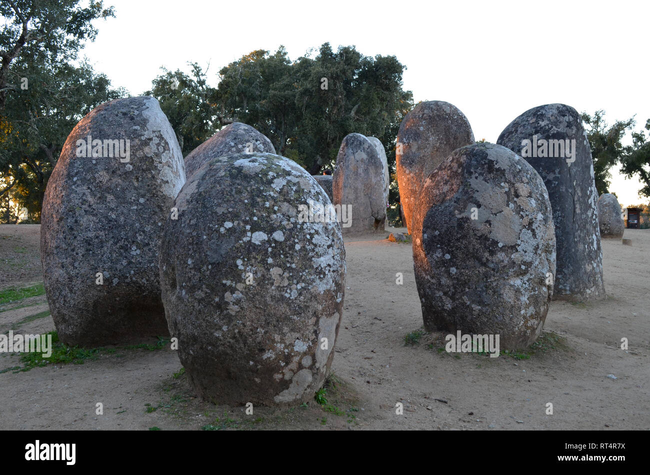6th millennium BC Almendres Cromlech, a megalithic complex near Evora ...