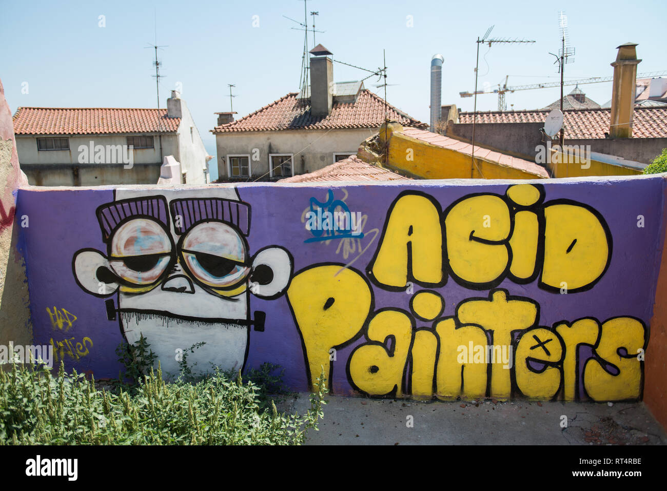 Graffiti and Street art in a street of Lisbon, Portugal Stock Photo - Alamy