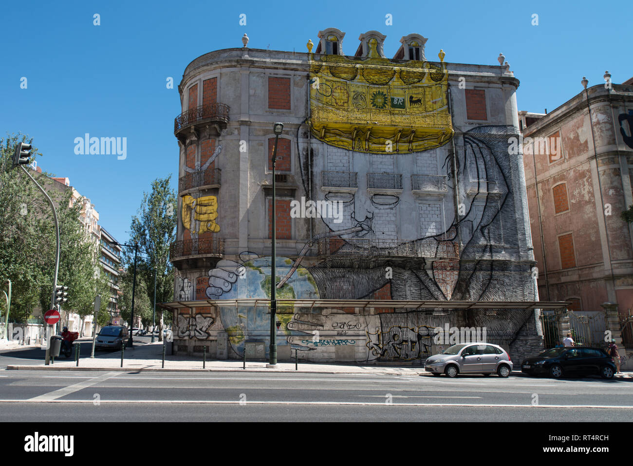 Graffiti and Street art in a street of Lisbon, Portugal Stock Photo - Alamy