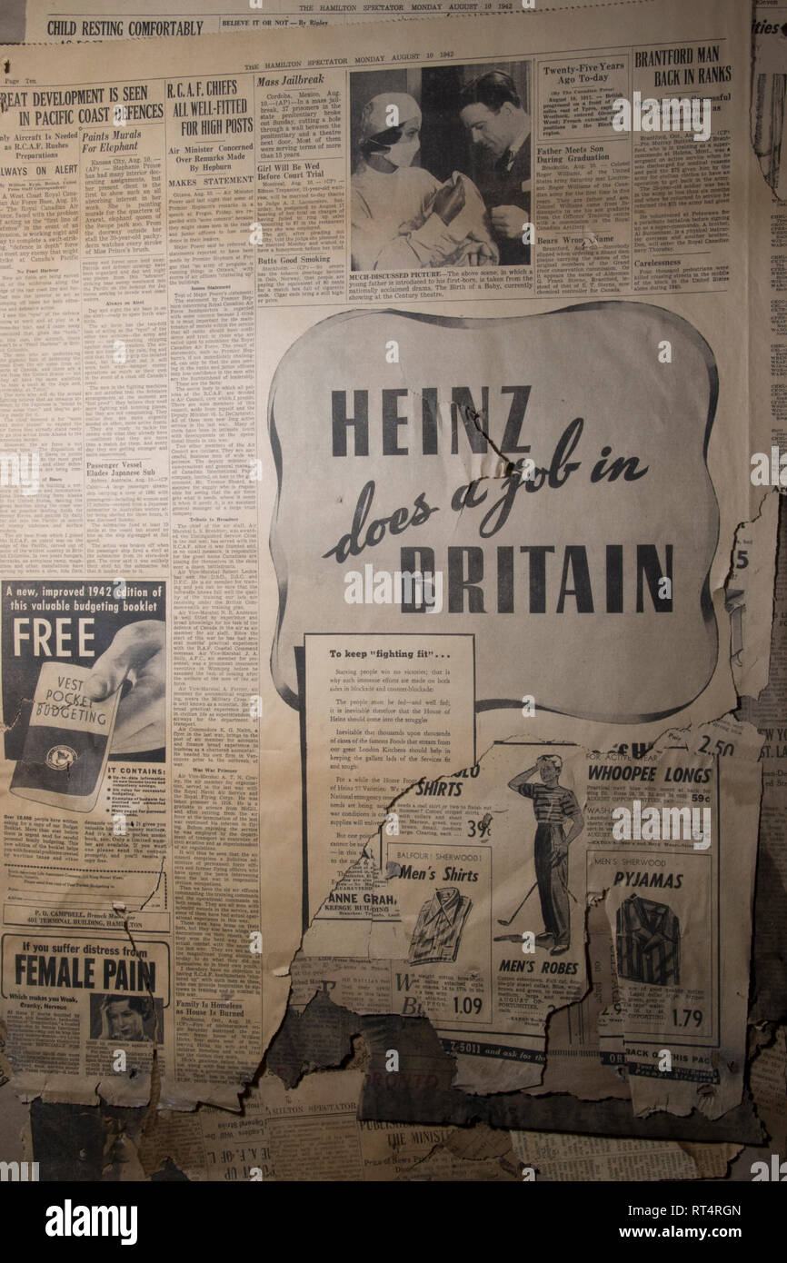 1942 Entertainment article in a local Canadian newspaper. Weathered and ...