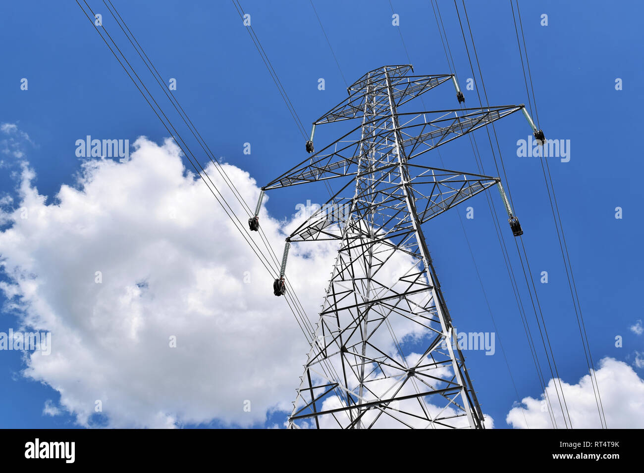 Brand new power line in construction, wiring work in progress Stock ...