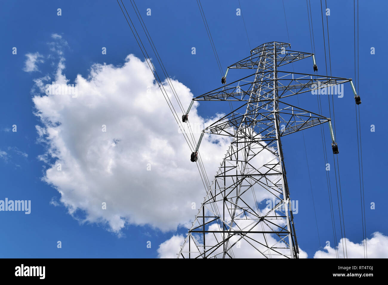 Brand new power line in construction, wiring work in progress Stock ...