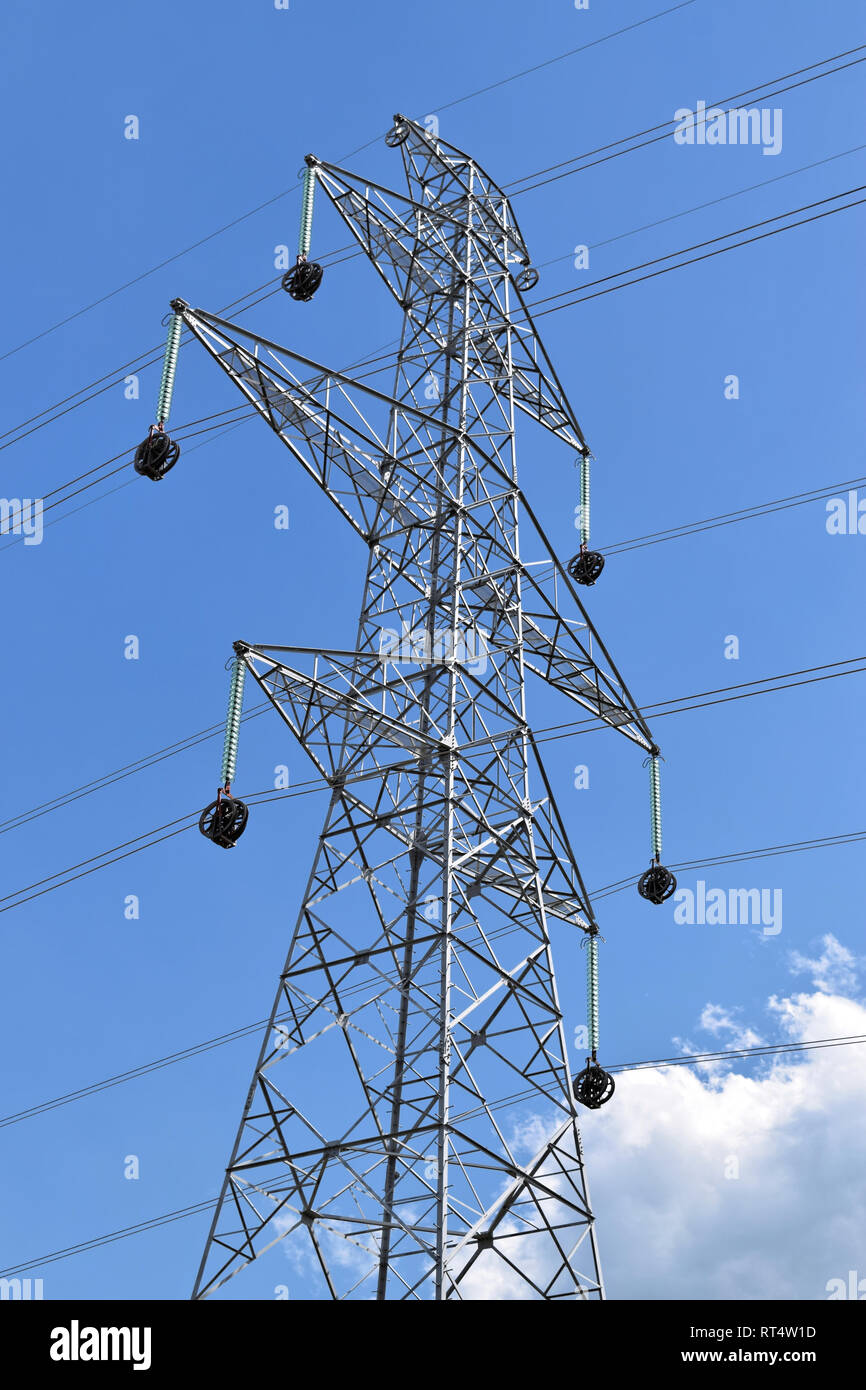 Brand new power line in construction, wiring work in progress Stock ...