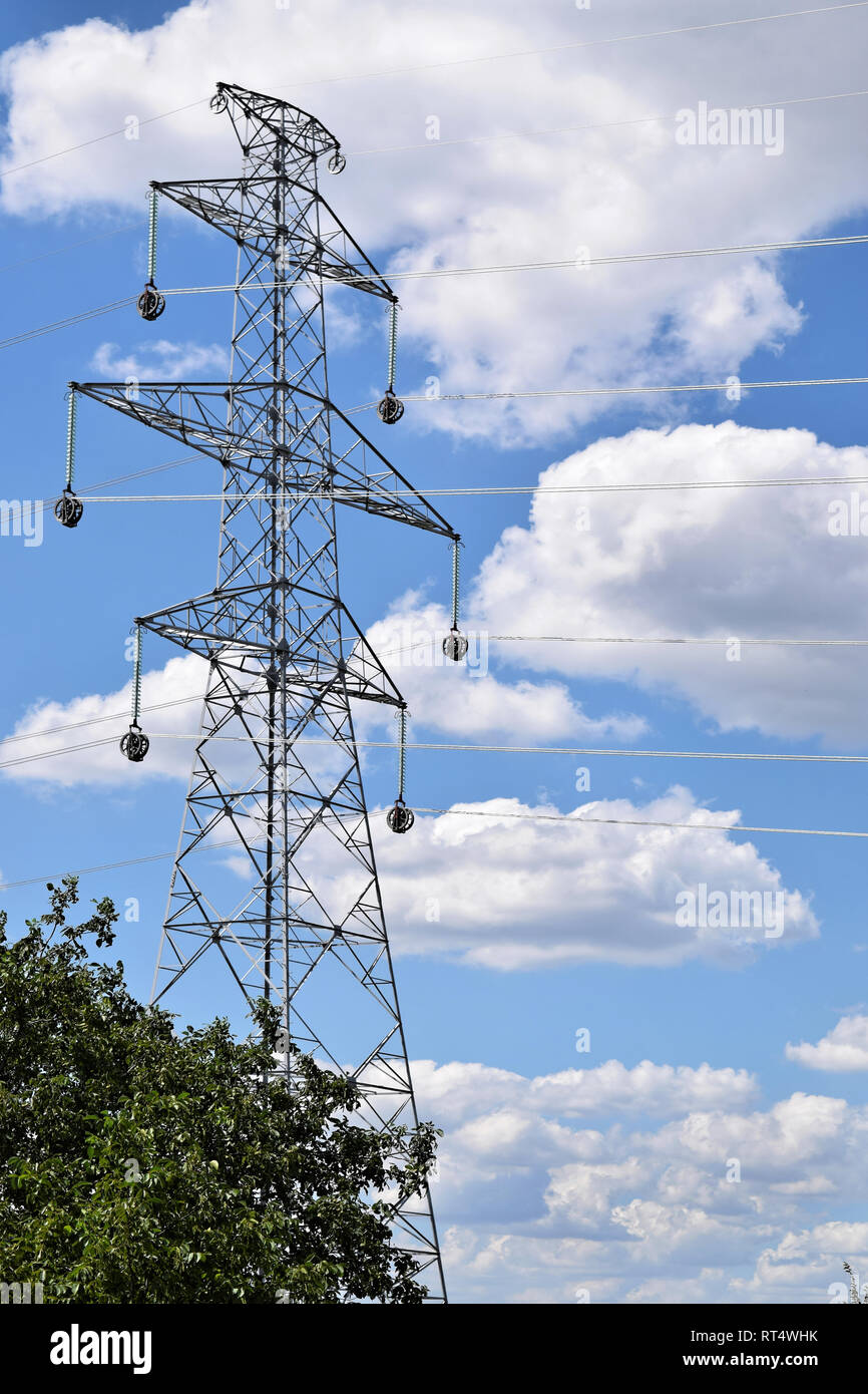 Brand new power line in construction, wiring work in progress Stock ...