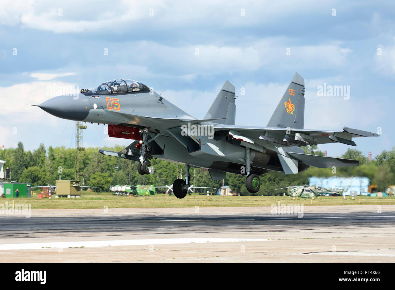 A Kazakhstan Air Defense Forces Su-30SM fighter-bomber plane Stock ...