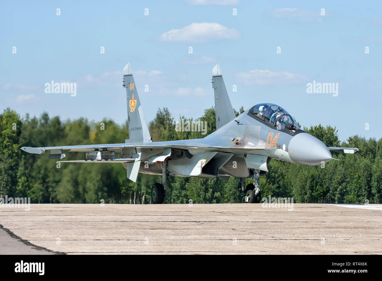 A Kazakhstan Air Defense Forces Su-30SM fighter-bomber plane Stock ...