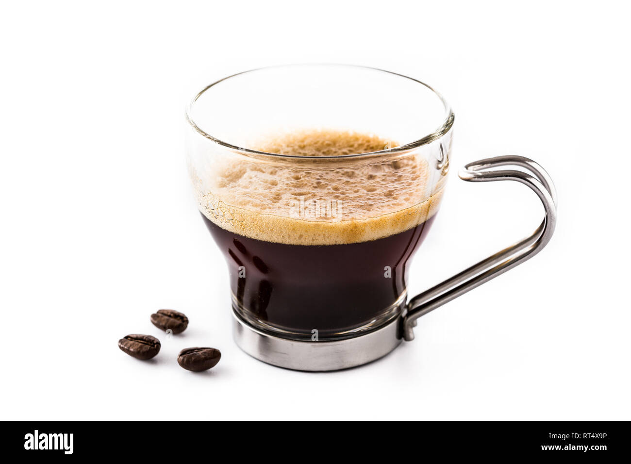 Hot espresso coffee glass isolated on white background Stock Photo - Alamy
