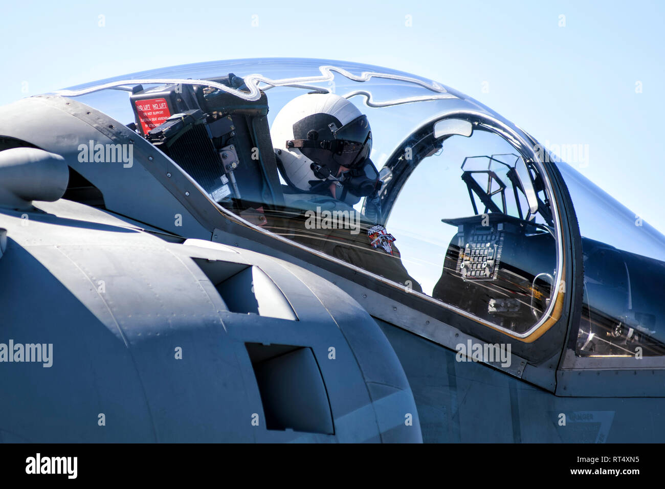 An AV-8B+ Harrier II jet aboard the Italian Navy Cavour aircraft carrier Stock Photo - Alamy