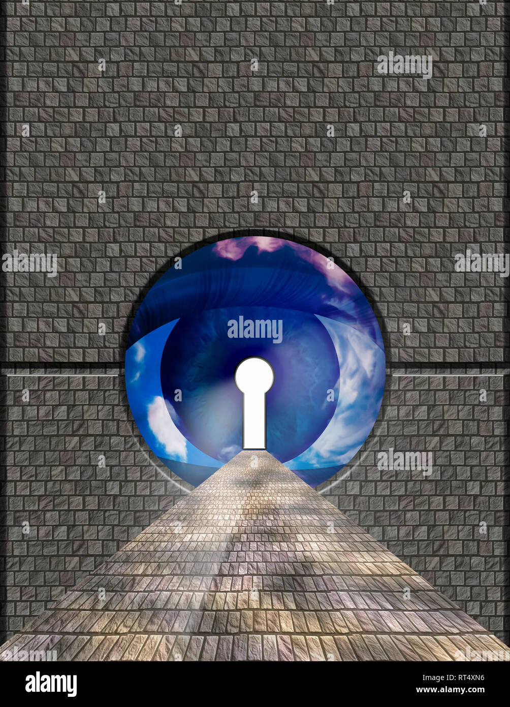 Large Eye Keyhole in Brick Wall Stock Photo - Alamy