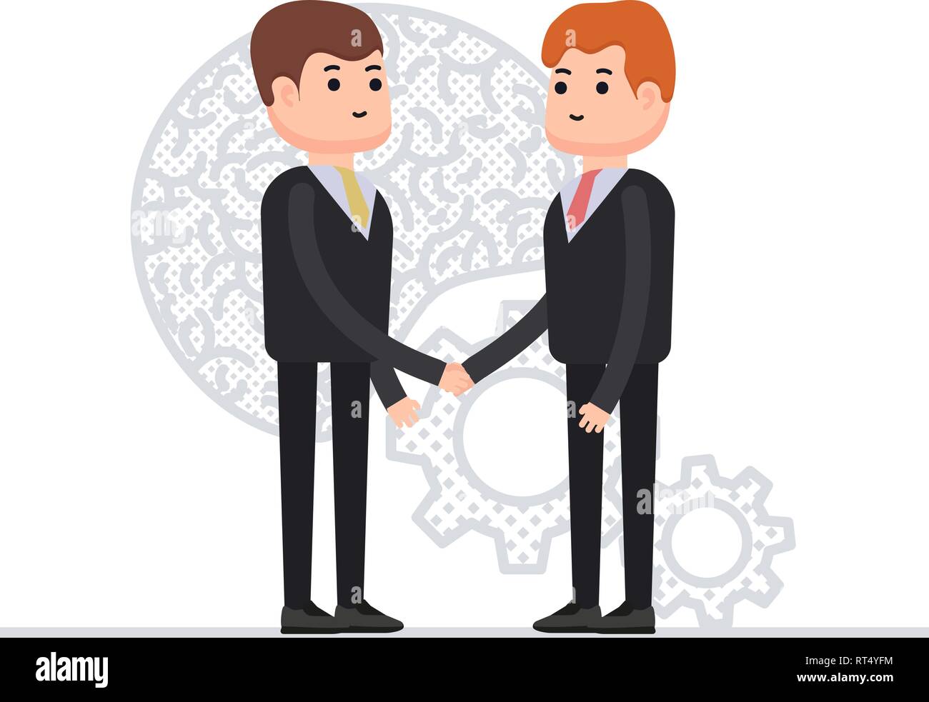 Business agreement of two businessmen, interaction of the brain and ...