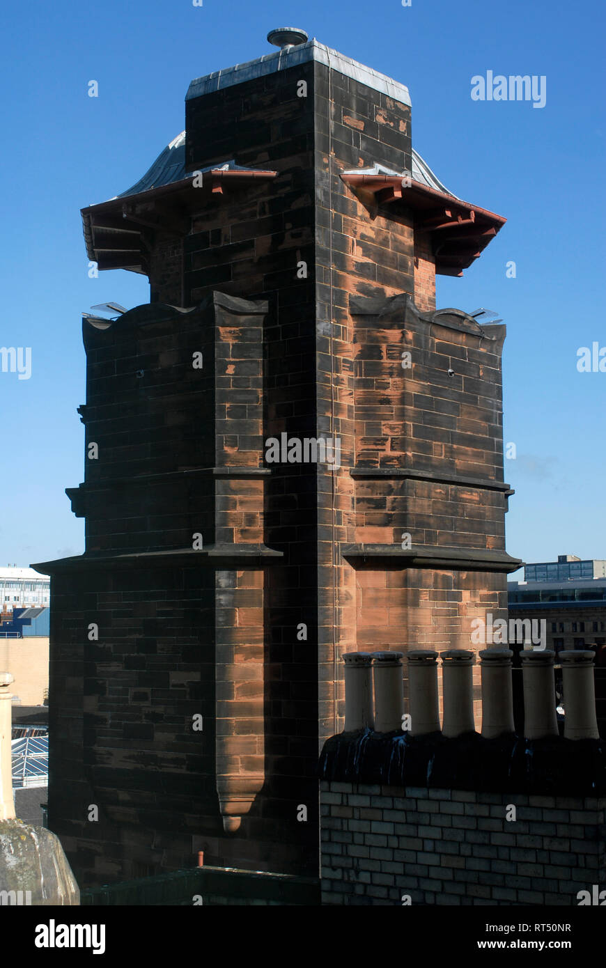 Classic tower of a building at Glasgow, Scotland, United Kingdom Stock ...