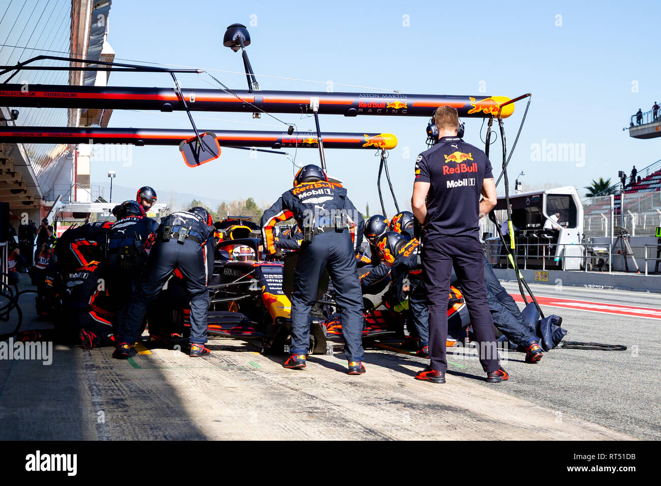 Aston Martin RedBull Racing team mates seen changing tires in Max ...