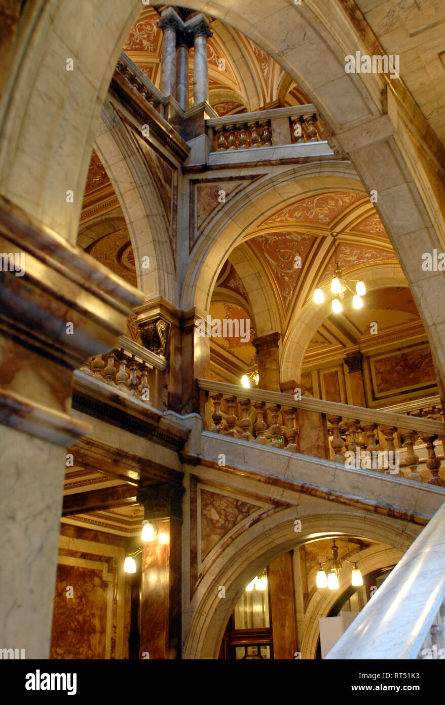 Artistic stairs and domes of Glasgow City Chambers, Scotland, United ...