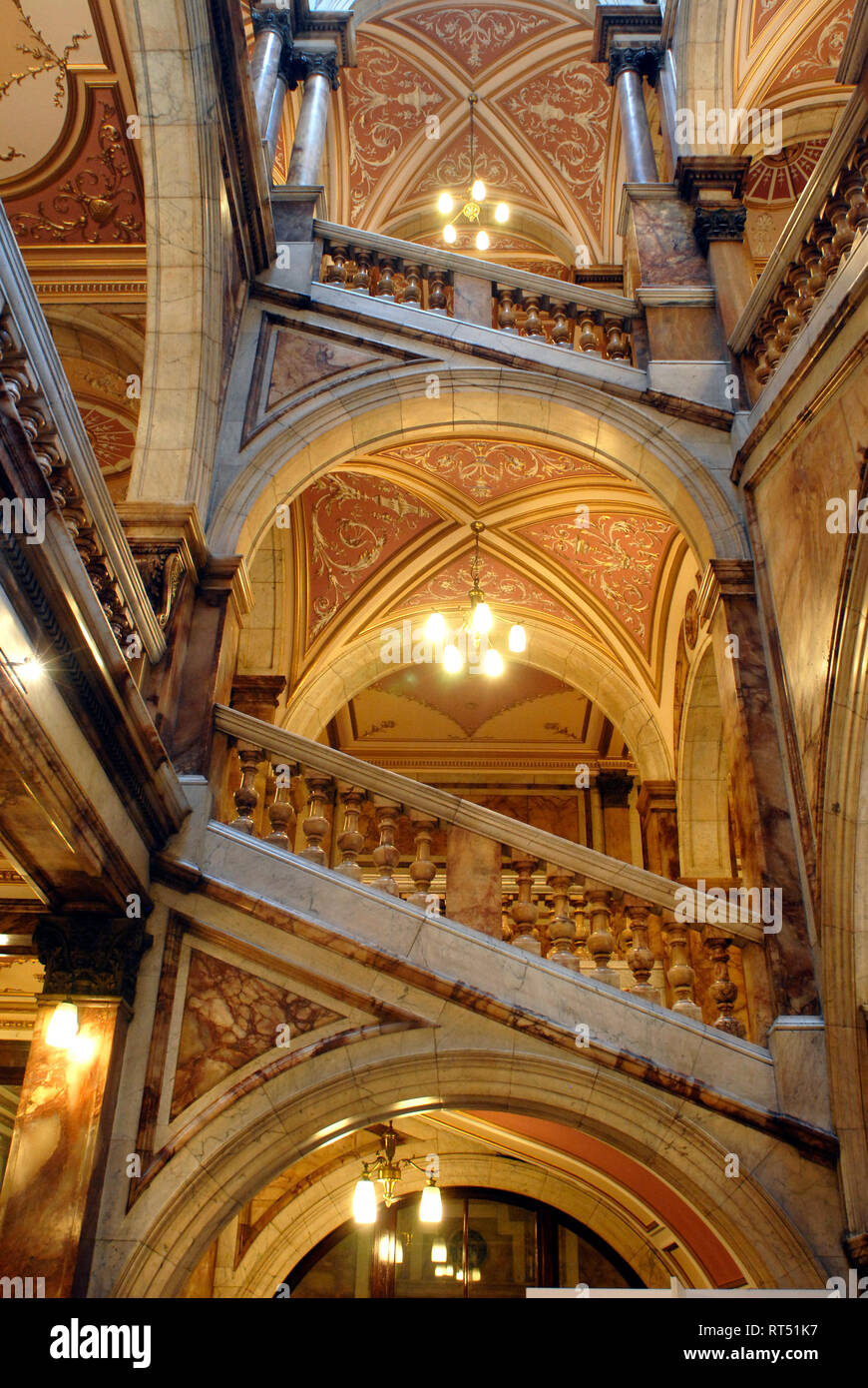 Artistic stairs and domes of Glasgow City Chambers, Scotland, United ...