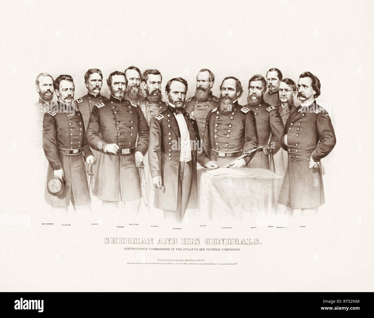 Vintage portrait of General Sherman with his distinguished commanders ...