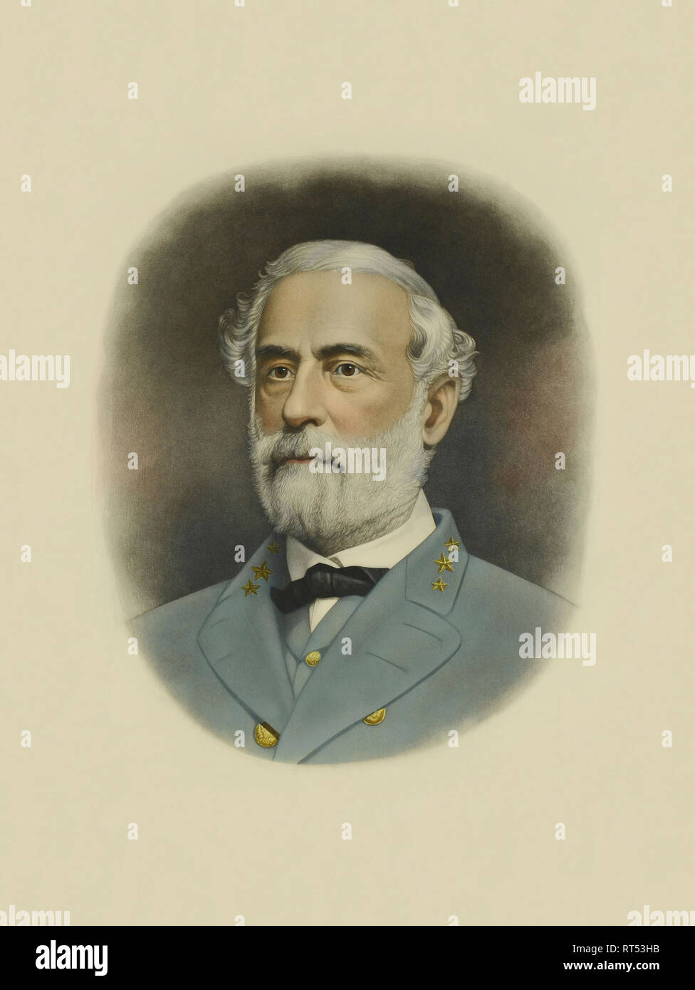 Civil War print depicts a color portrait of General Robert E. Lee Stock ...