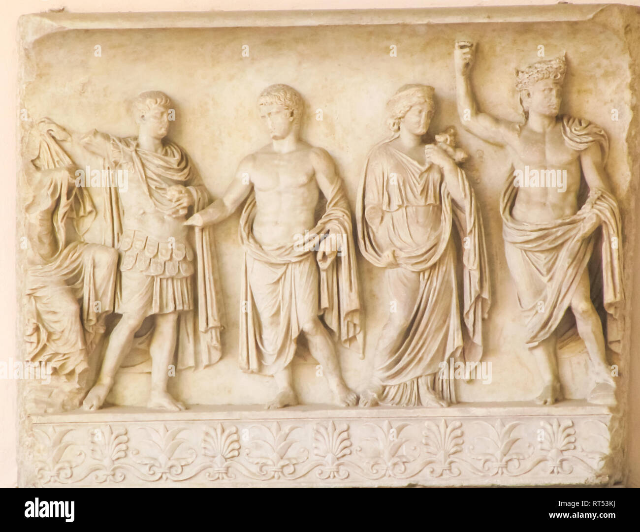 Ravenna, Italy - July 29, 2016: statues in the wall of the temple. The ...