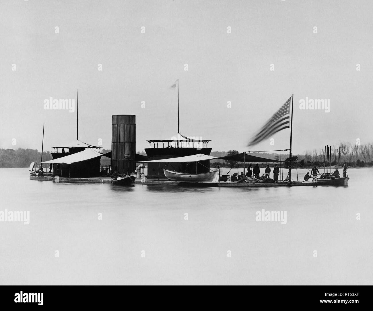 A double turreted Monitor Ironclad, The USS Onondaga, dated 1864 Stock ...