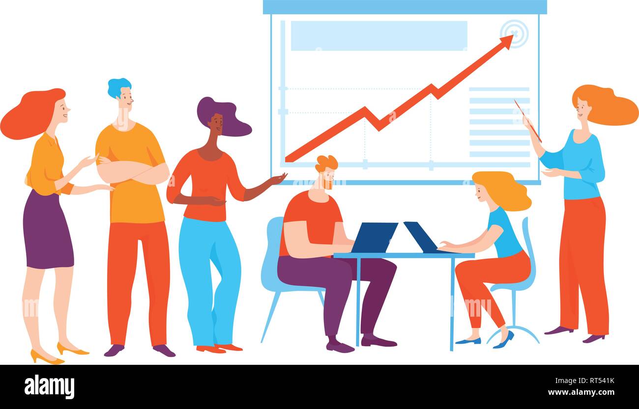 Vector concept illustration with business people planning business ...