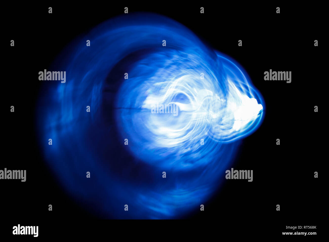 Sound waves in the visible blue color in the dark Stock Photo - Alamy