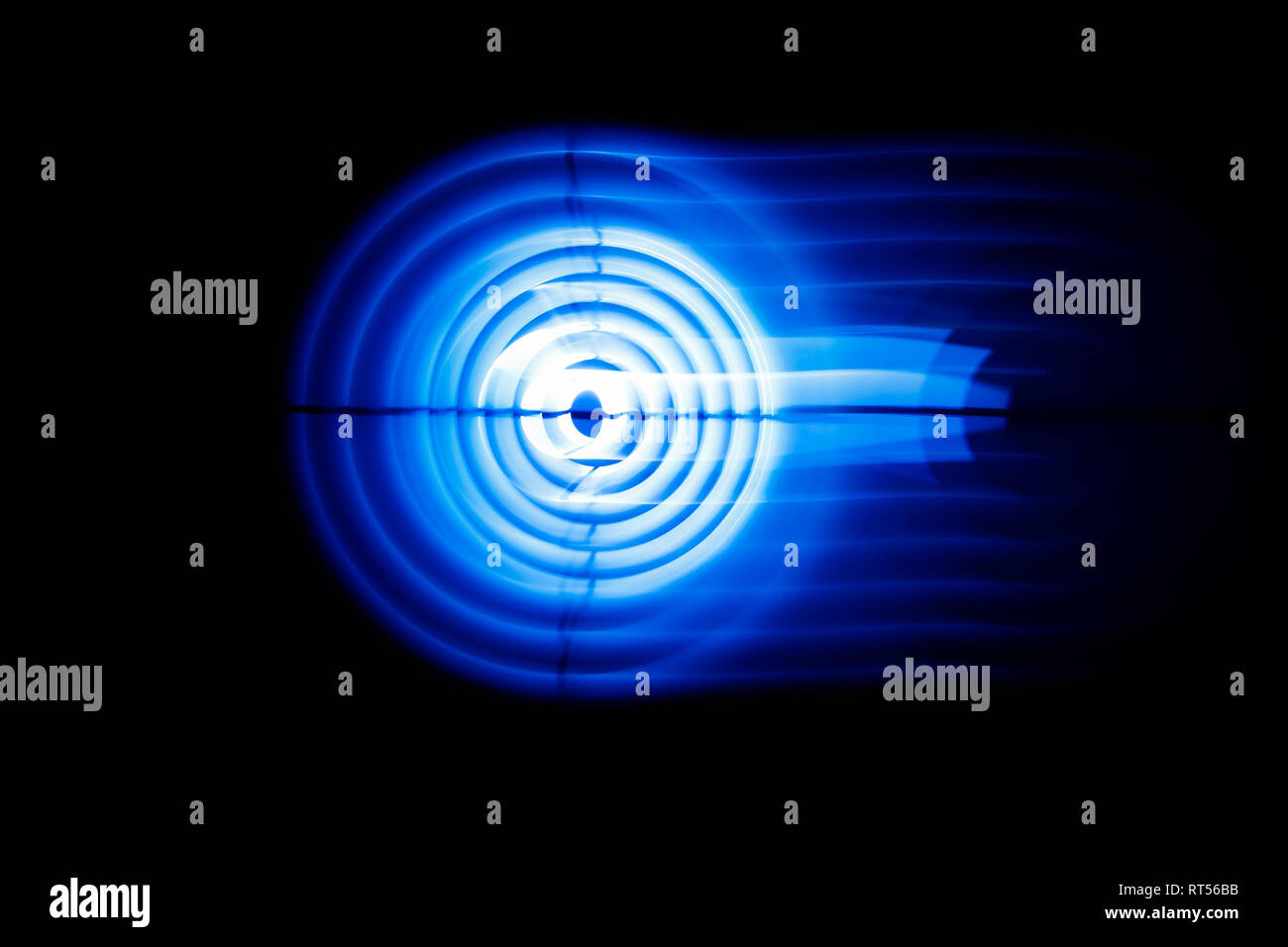 Sound waves in the visible blue color in the dark Stock Photo - Alamy