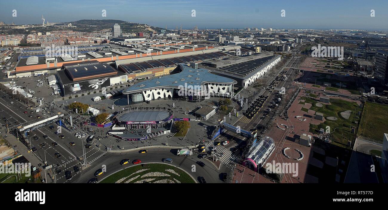 Aerial view of the Fira Gran Via Barcelona enclosure in the city of L ...