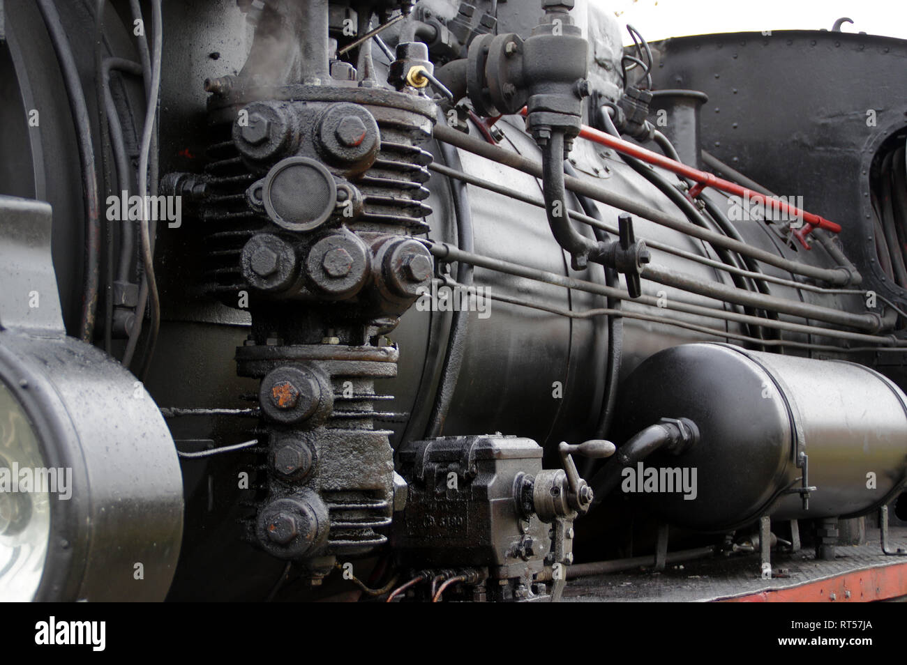 Retro steam locomotive engine close view Stock Photo - Alamy