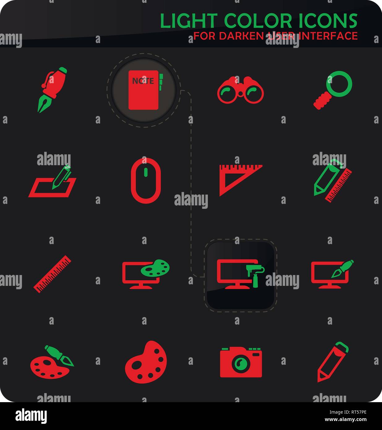 Design easy color vector icons on darken background for user interface ...