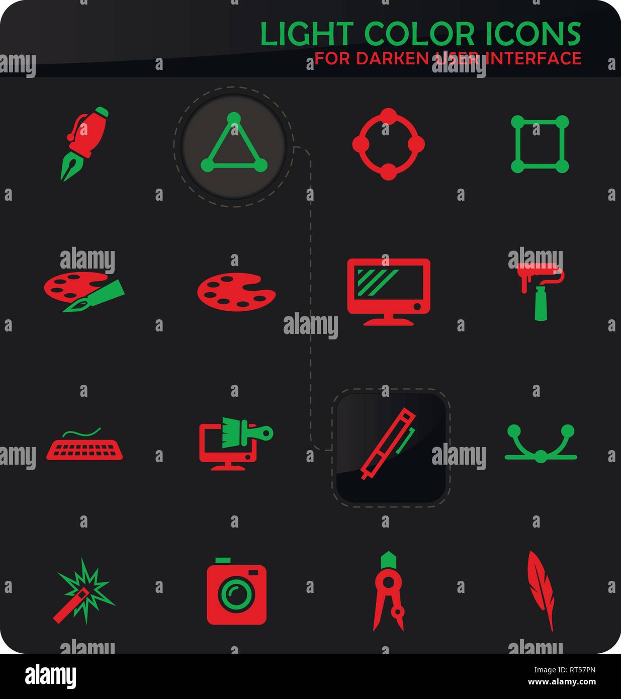 Design easy color vector icons on darken background for user interface ...