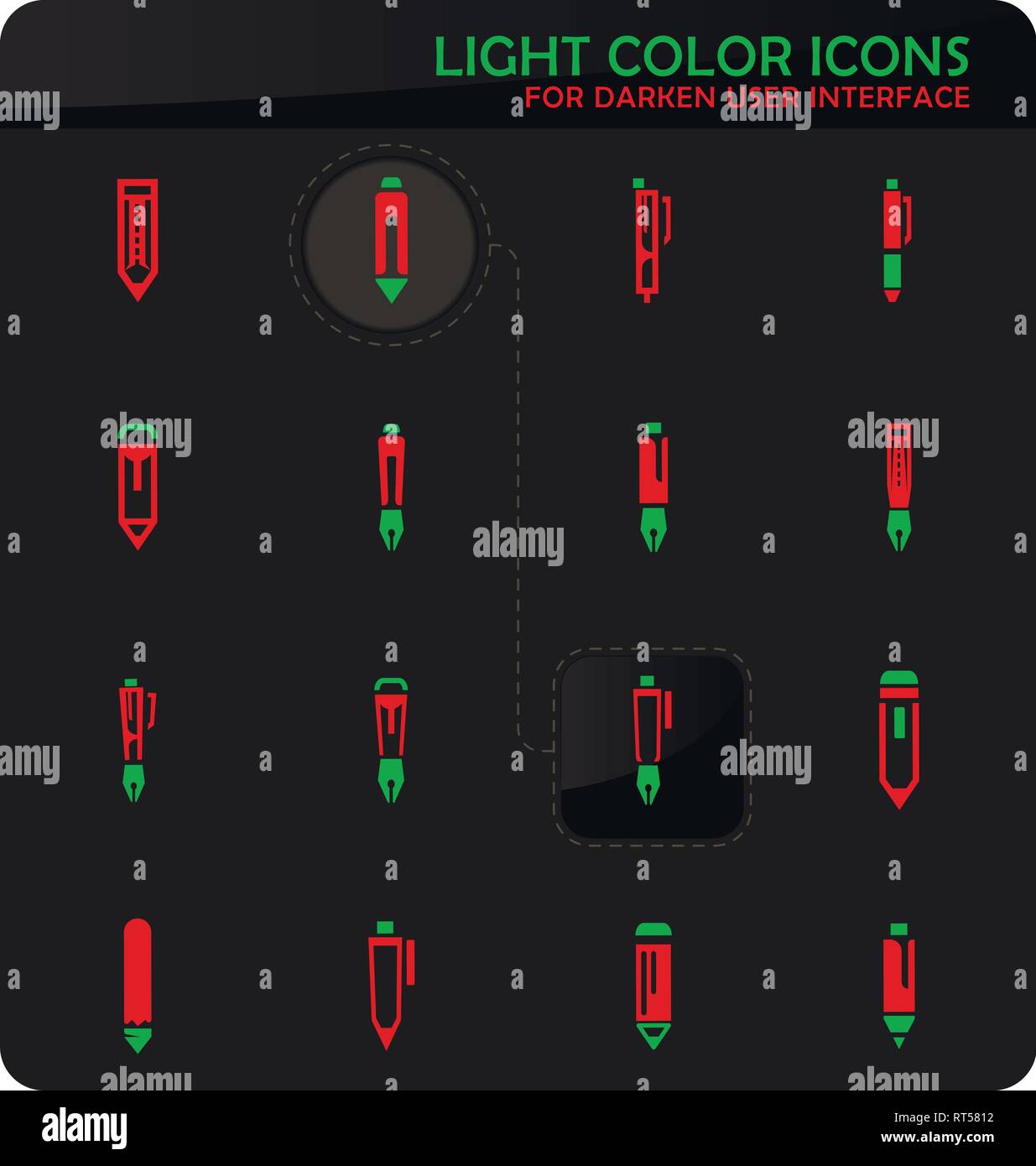 Edit easy color vector icons on darken background for user interface ...