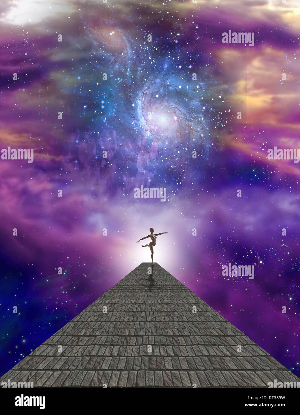 Dancing figure in cosmic space Stock Photo - Alamy