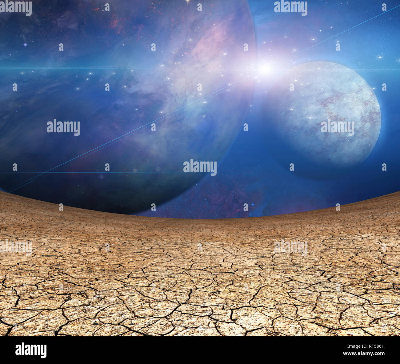 Planets and cracked Earth Stock Photo - Alamy