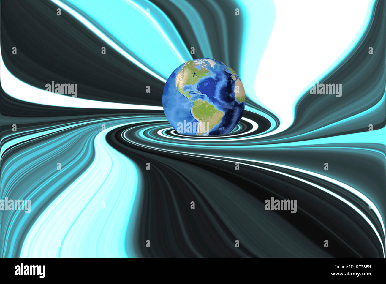 Planet Earth in swirling colorful background Stock Photo - Alamy
