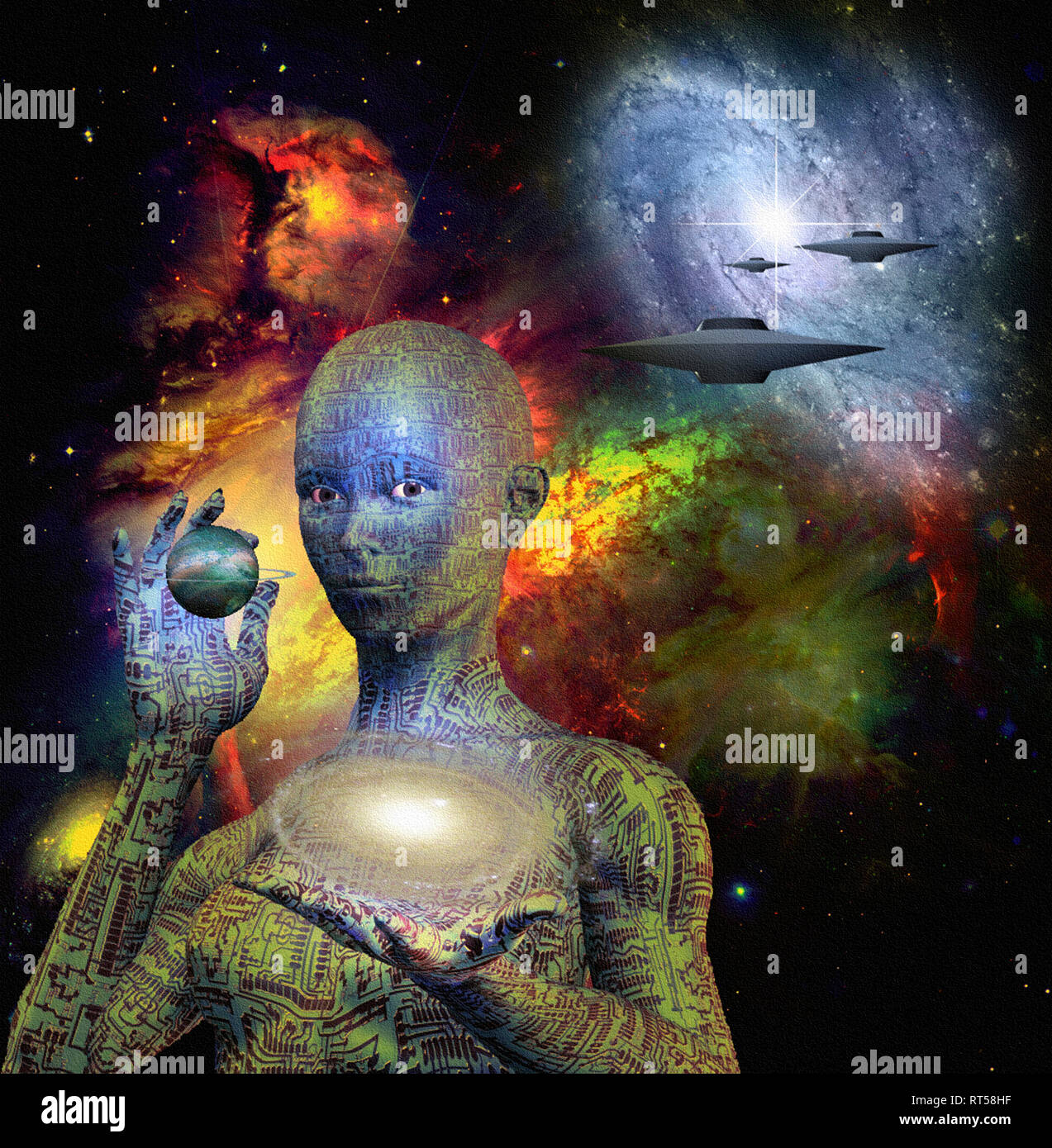 Sci Fi Scene with Android Stock Photo - Alamy