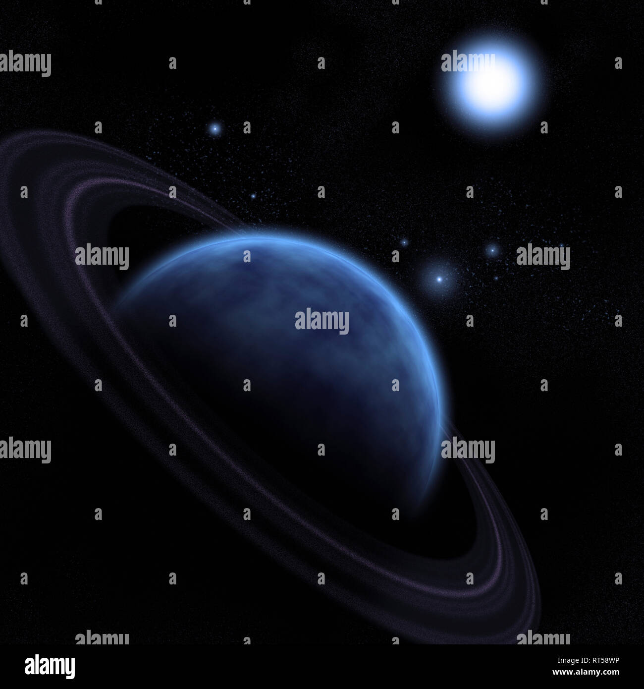 Exosolar planet with rings Stock Photo - Alamy