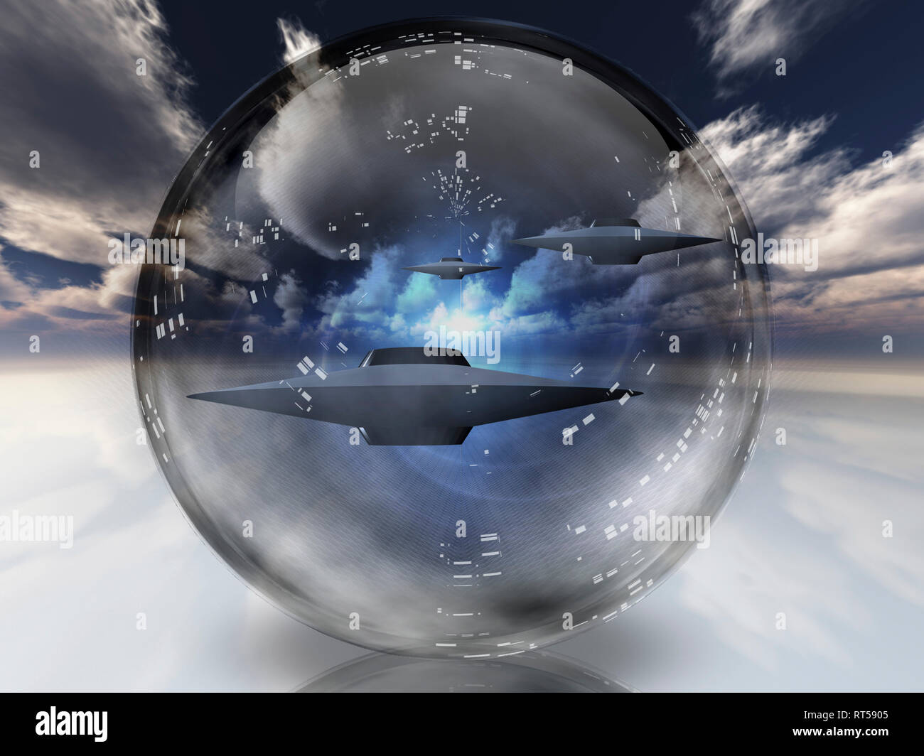 Flying saucers inside bubble Stock Photo - Alamy
