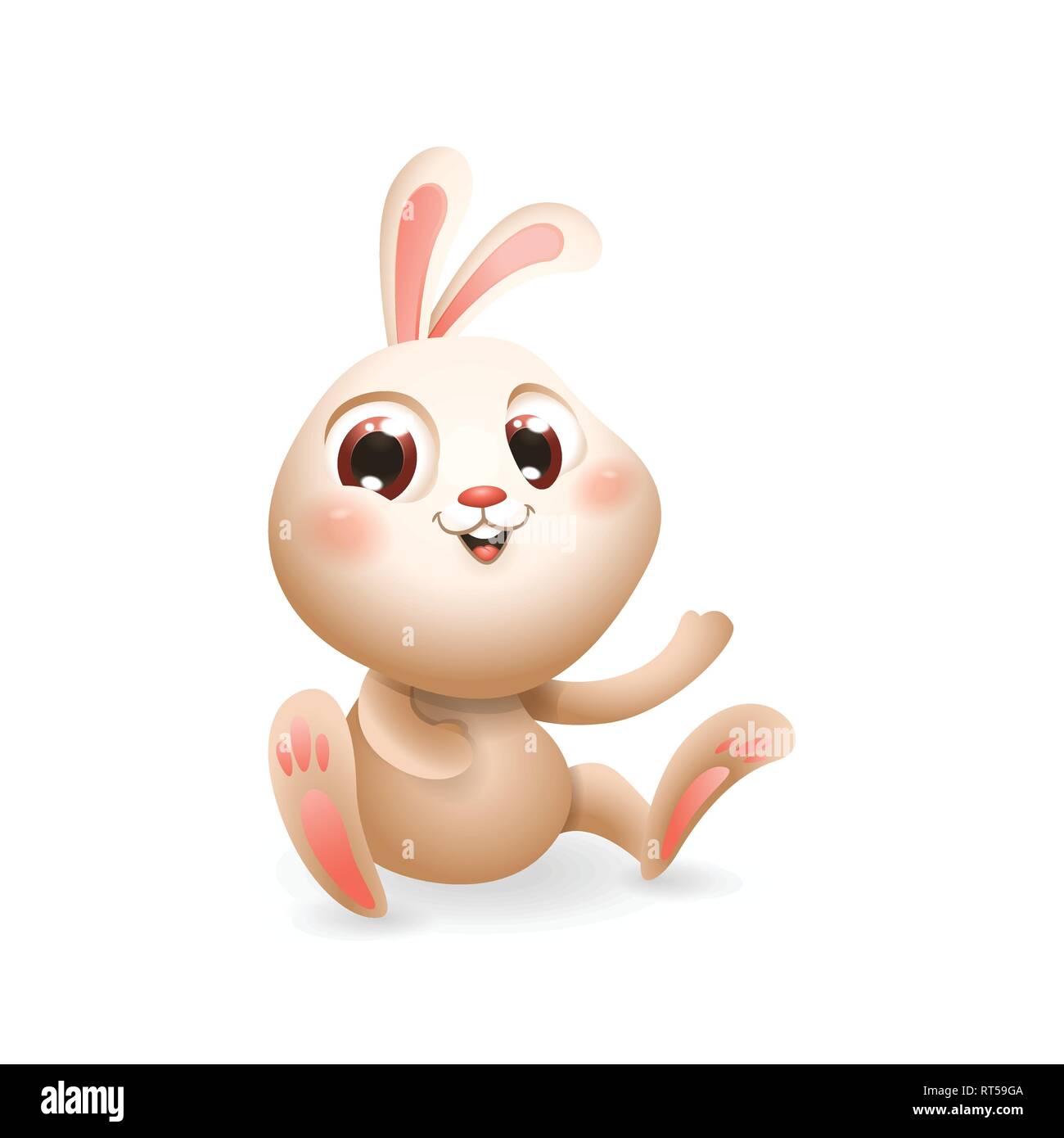 Cute little bunny - cartoon style vector illustration Stock Vector ...