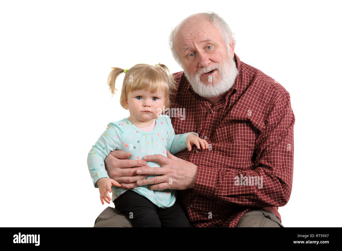 Grandfather playing granddaughter happy grandpa holding hi-res stock ...