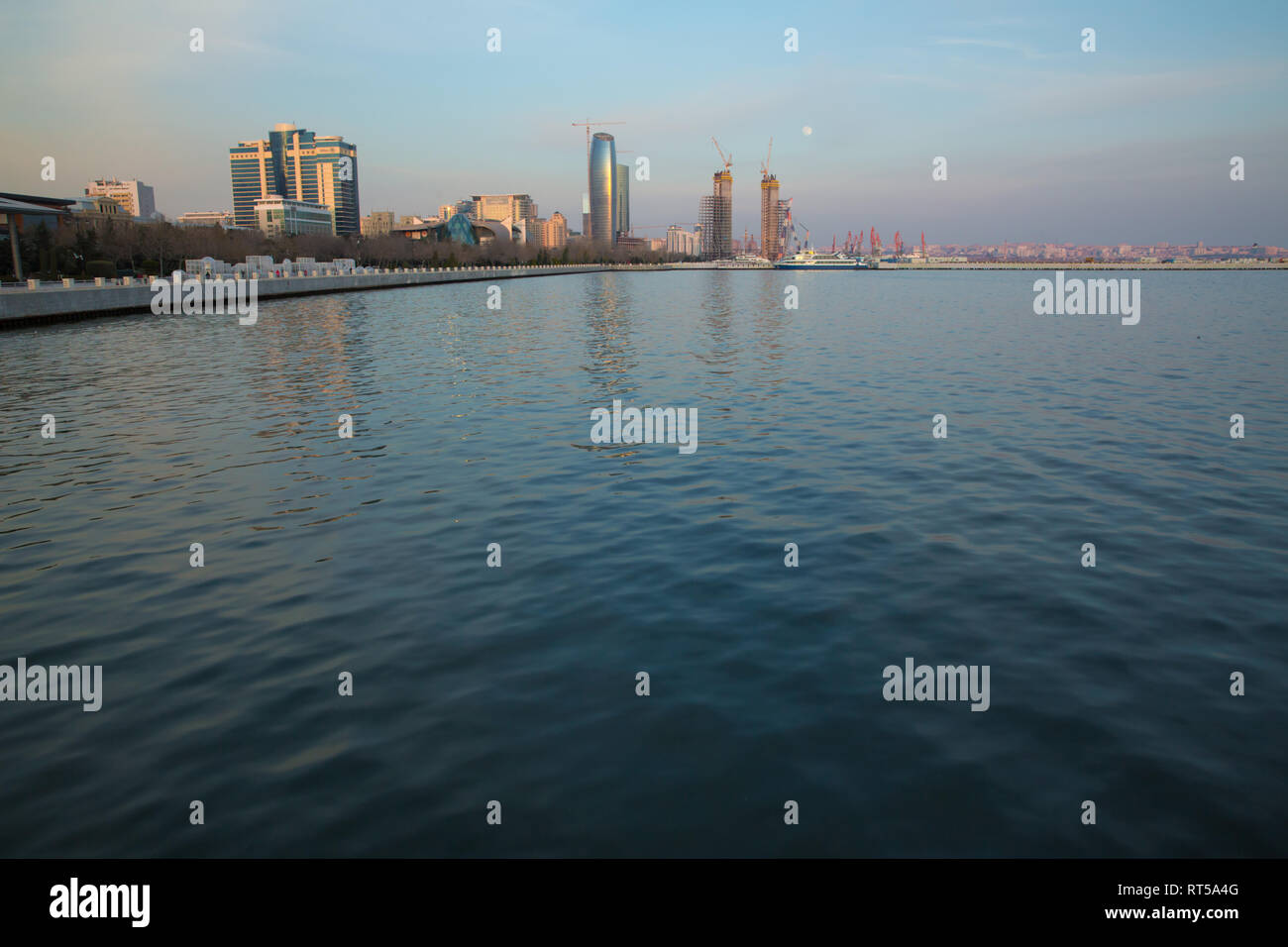 Baky skyline view from Baku boulevard the Caspian Sea embankment . Baku ...