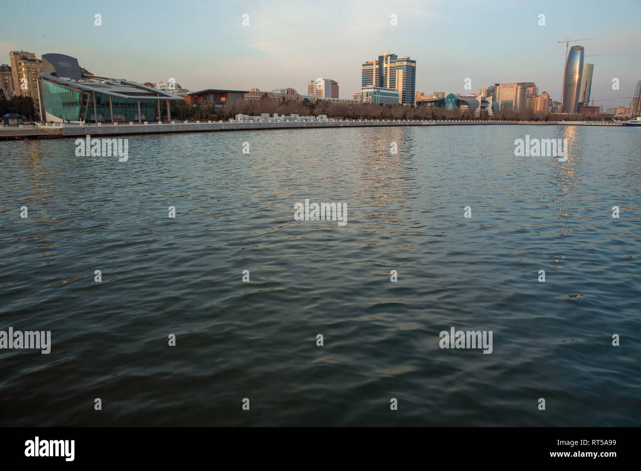 Baky skyline view from Baku boulevard the Caspian Sea embankment . Baku ...