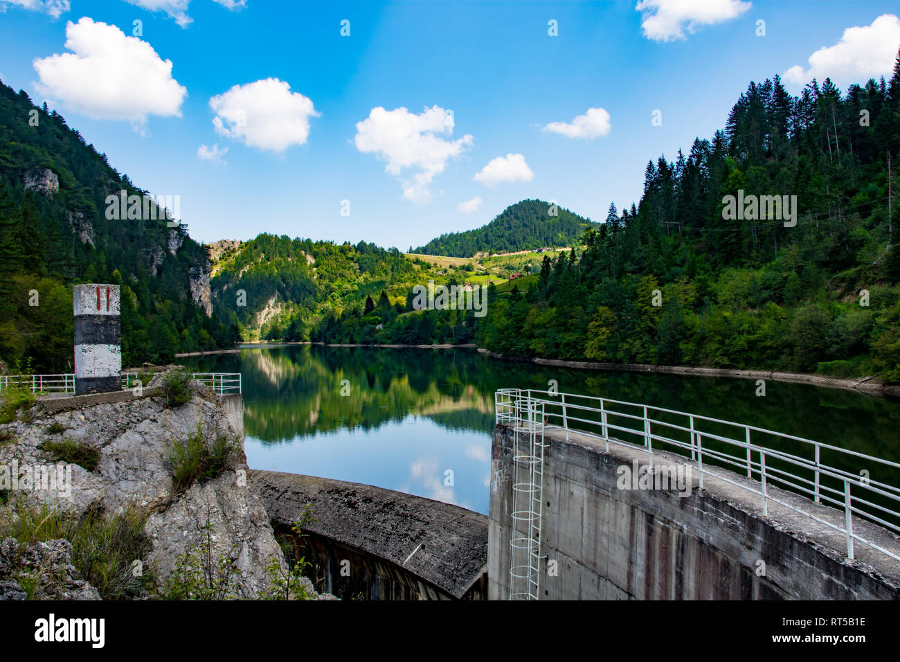 Beautiful aqua and blue colors of the lake Spajici, and the river Beli ...