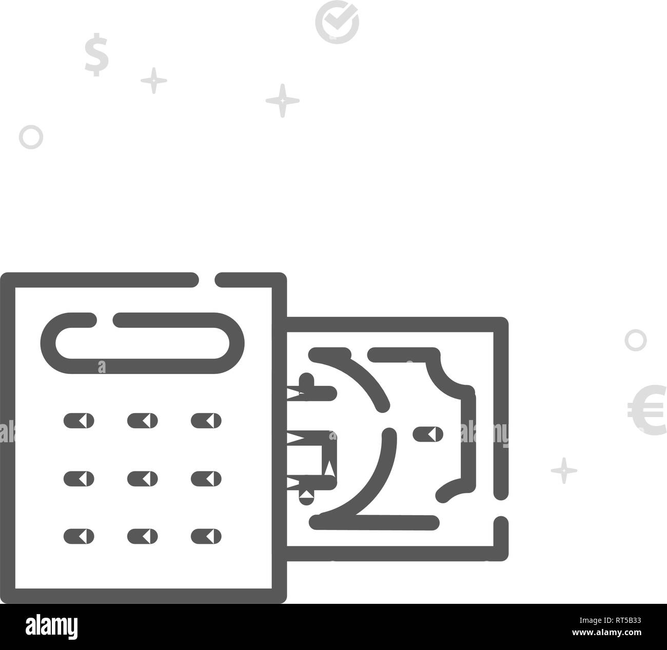 Money Calculator Vector Line Icon. Money and Finance Symbol, Pictogram ...