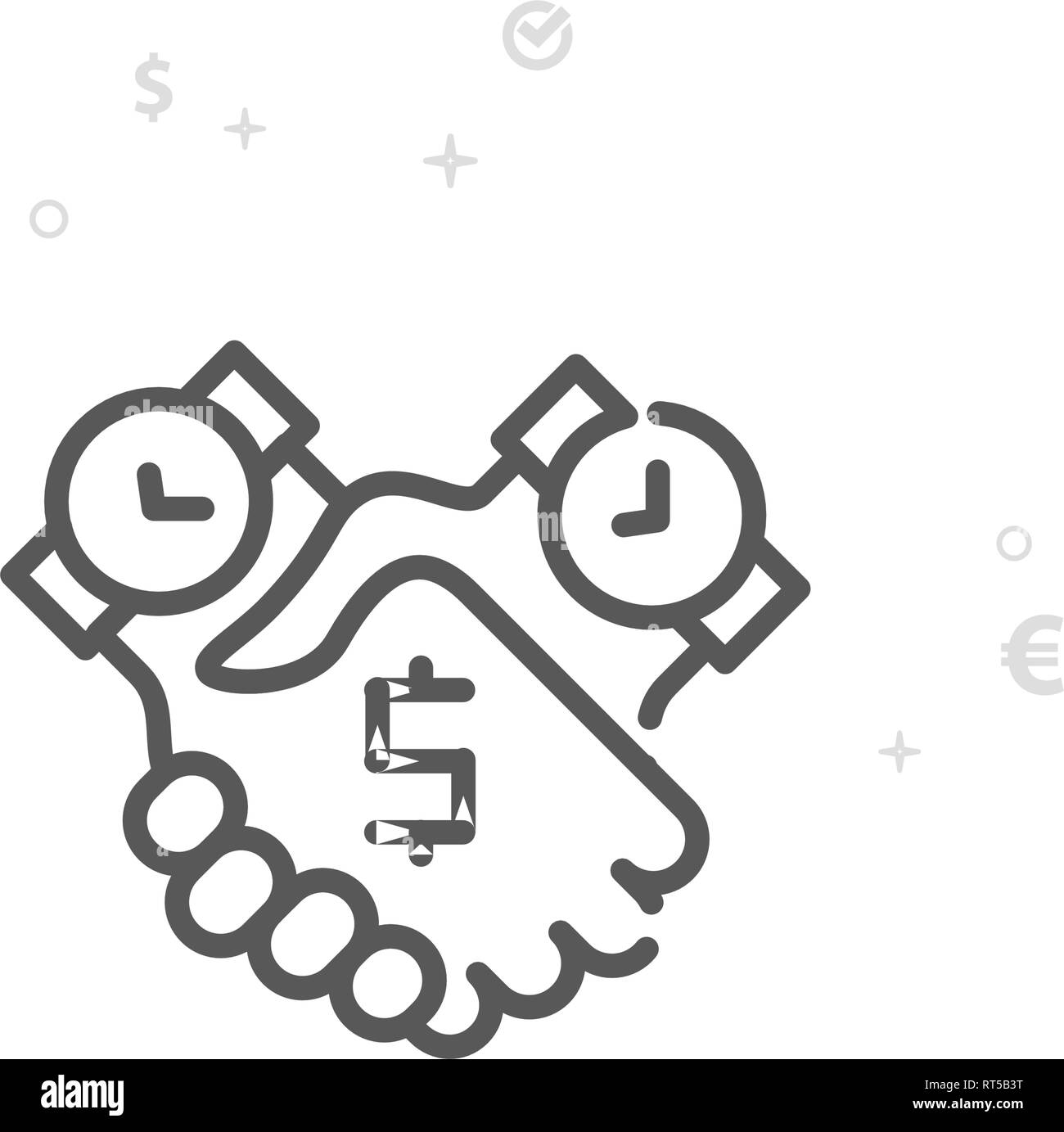Time is Money, Deal Vector Line Icon. Money and Finance Symbol ...