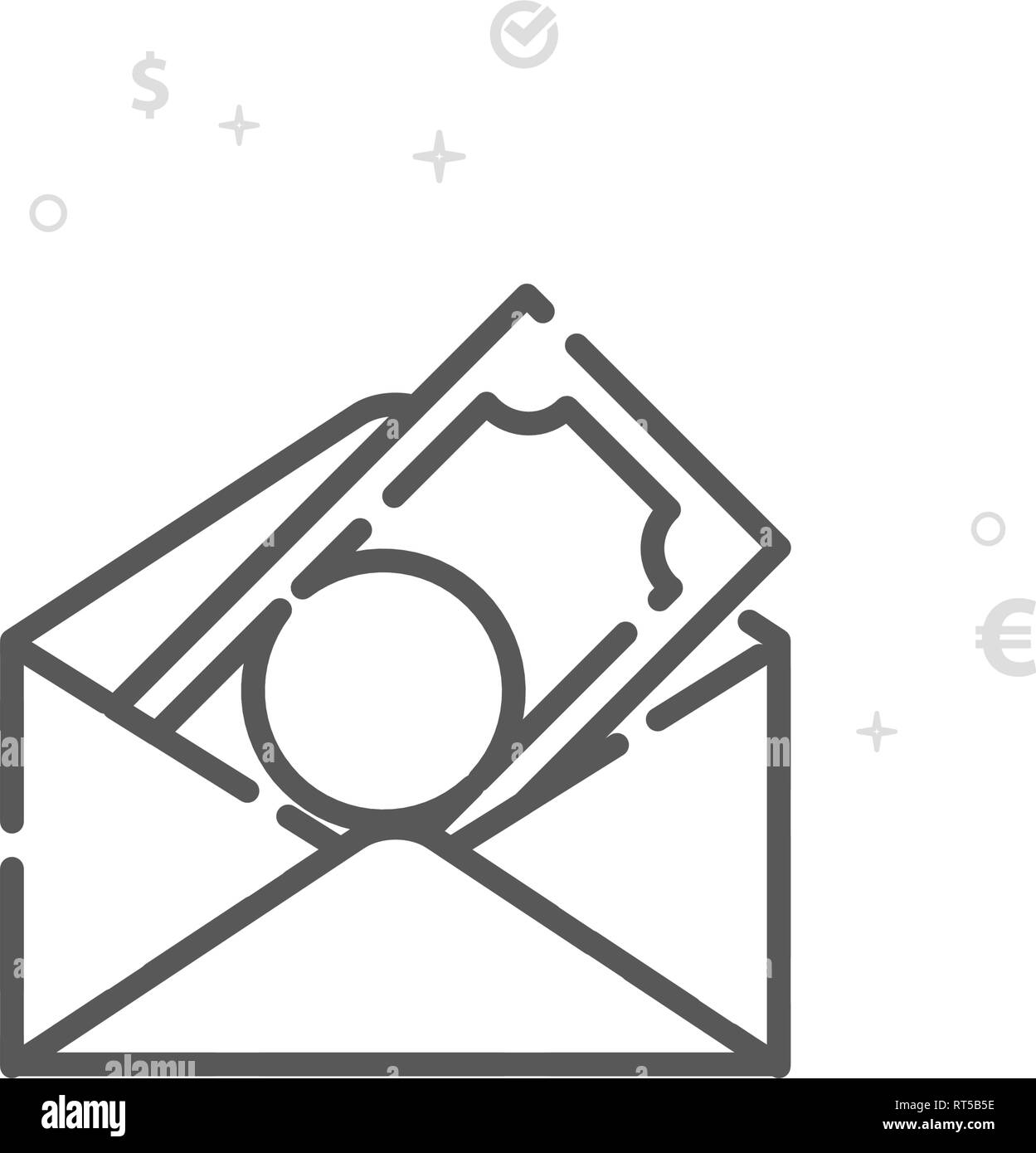 Money Envelope Vector Line Icon. Money and Finance Symbol, Pictogram ...