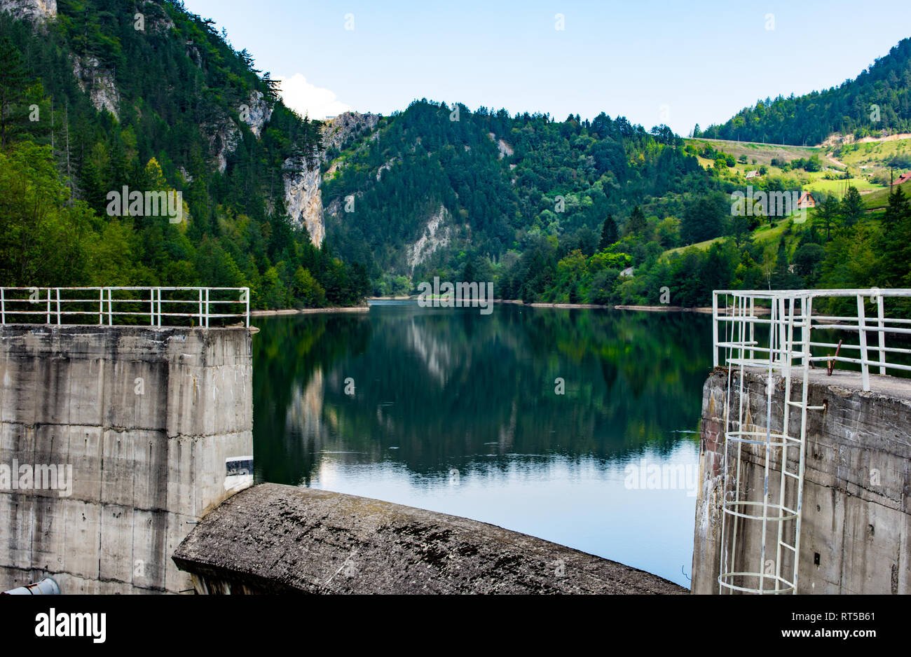 Beautiful aqua and blue colors of the lake Spajici, and the river Beli ...