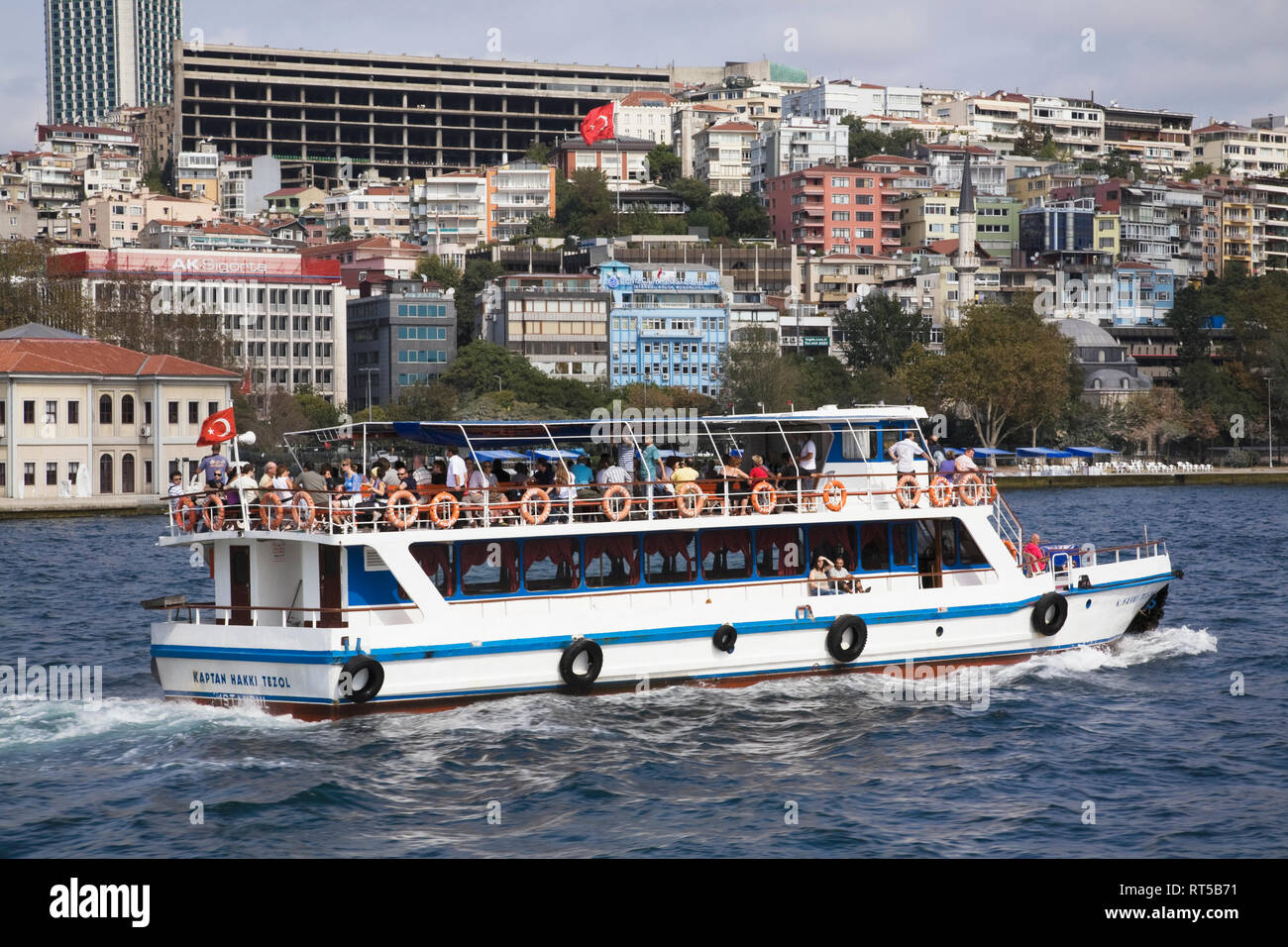 Tour boat on the Bosphorus strait, Istanbul, Turkey, Europe Stock Photo ...