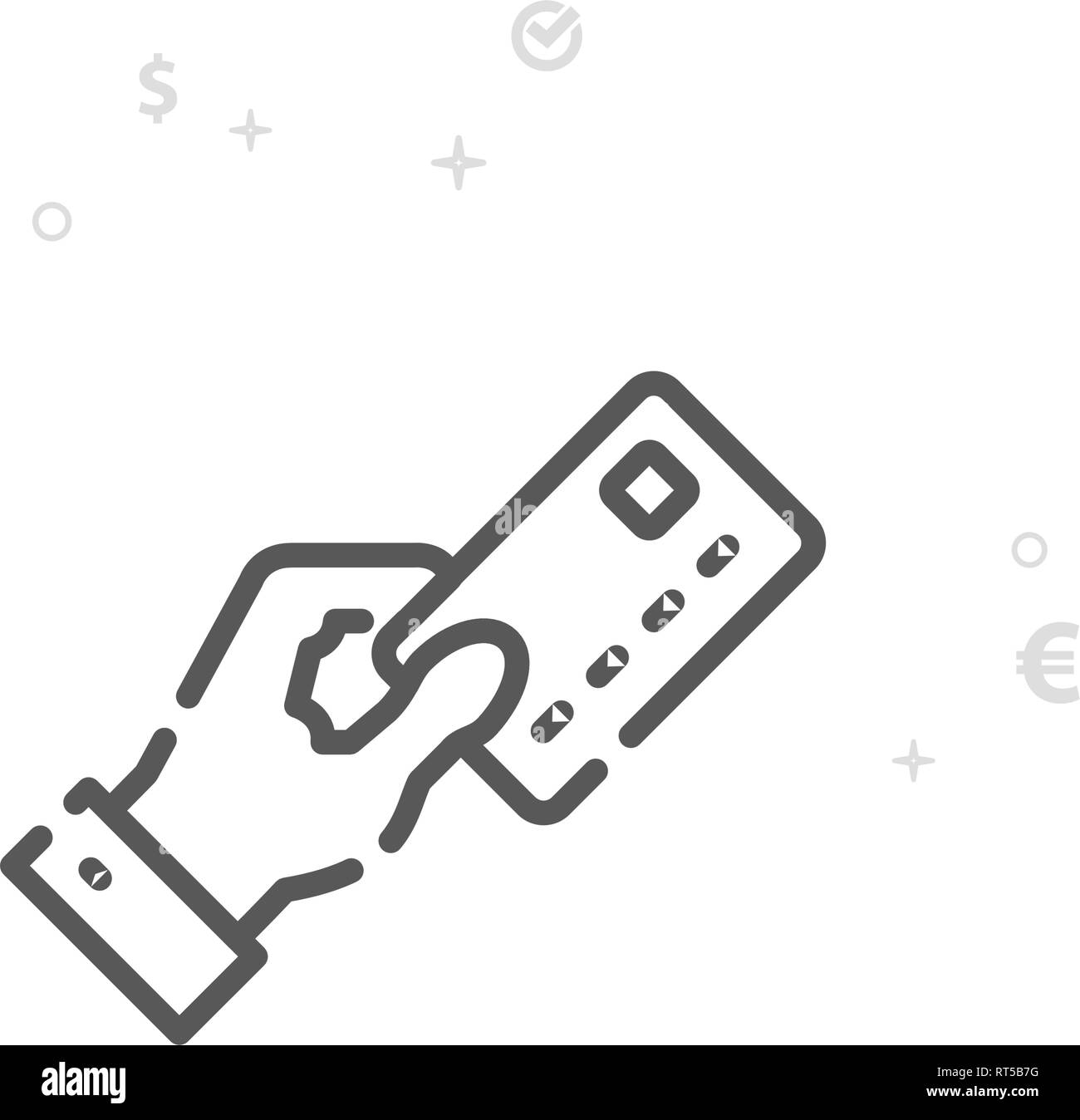 Hand Holding Credit Card Vector Line Icon. Money and Finance Symbol ...
