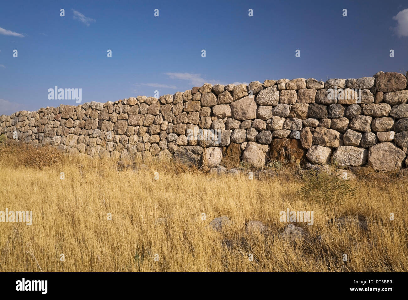 Stone wall at the site of the ancient Hittite capital city of Hattusas ...