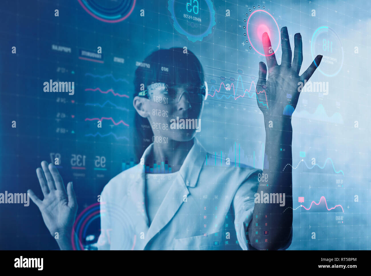 Scientist operating digital screen in a laboratory Stock Photo - Alamy